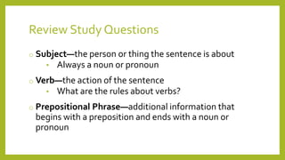 Subjects and Verbs | PPT