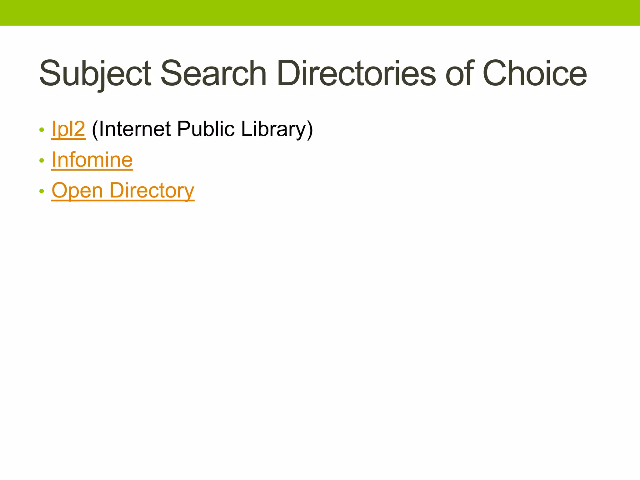 Subject search directory and | PPT