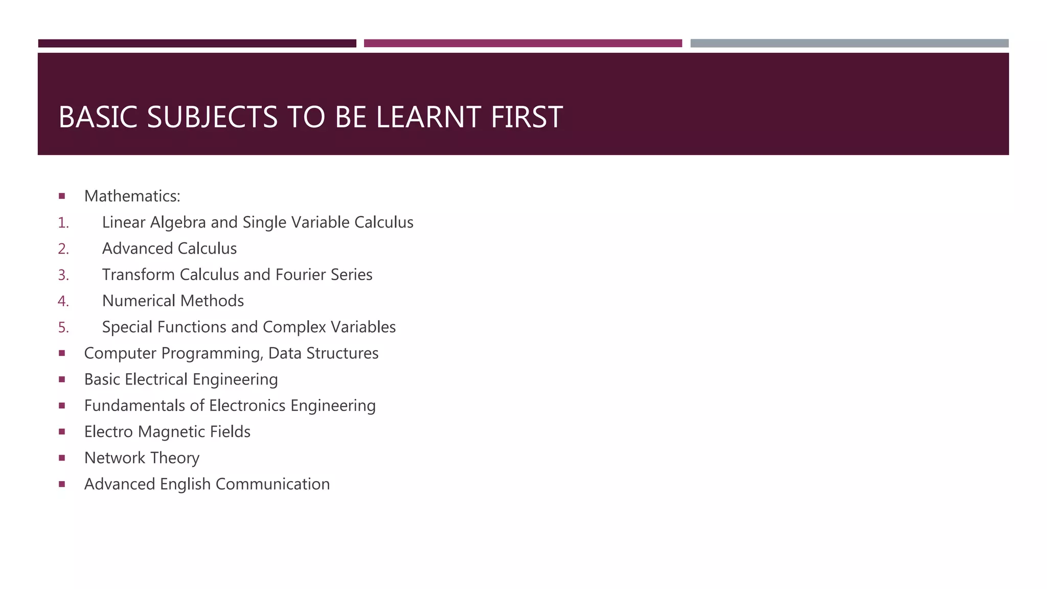 Subjects in Electrical and Electronics Engineering | PPTX