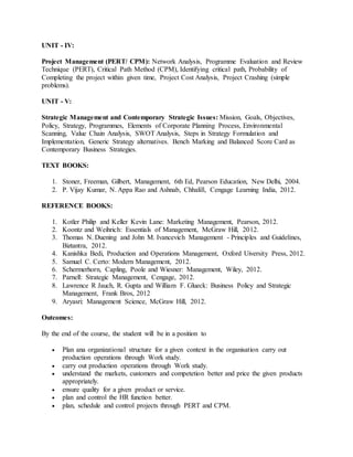 Subjects of management for b tech jntuh | DOCX