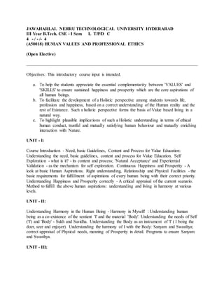 Subjects of management for b tech jntuh | DOCX