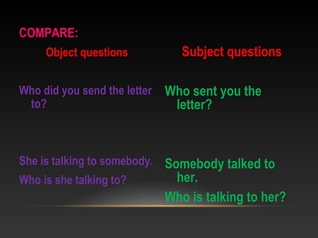 Subject v. object questions | PPT