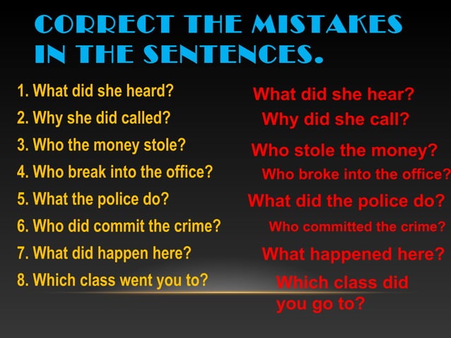 Subject v. object questions | PPT