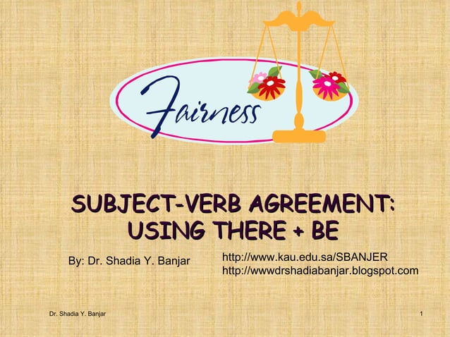 Subject Verb Agreement, Using An Explitive, By Dr. Shadia | PPT
