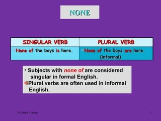 Subject Verb Agreement, Using Expressions Of Quantity, By Dr. Shadia | PPT