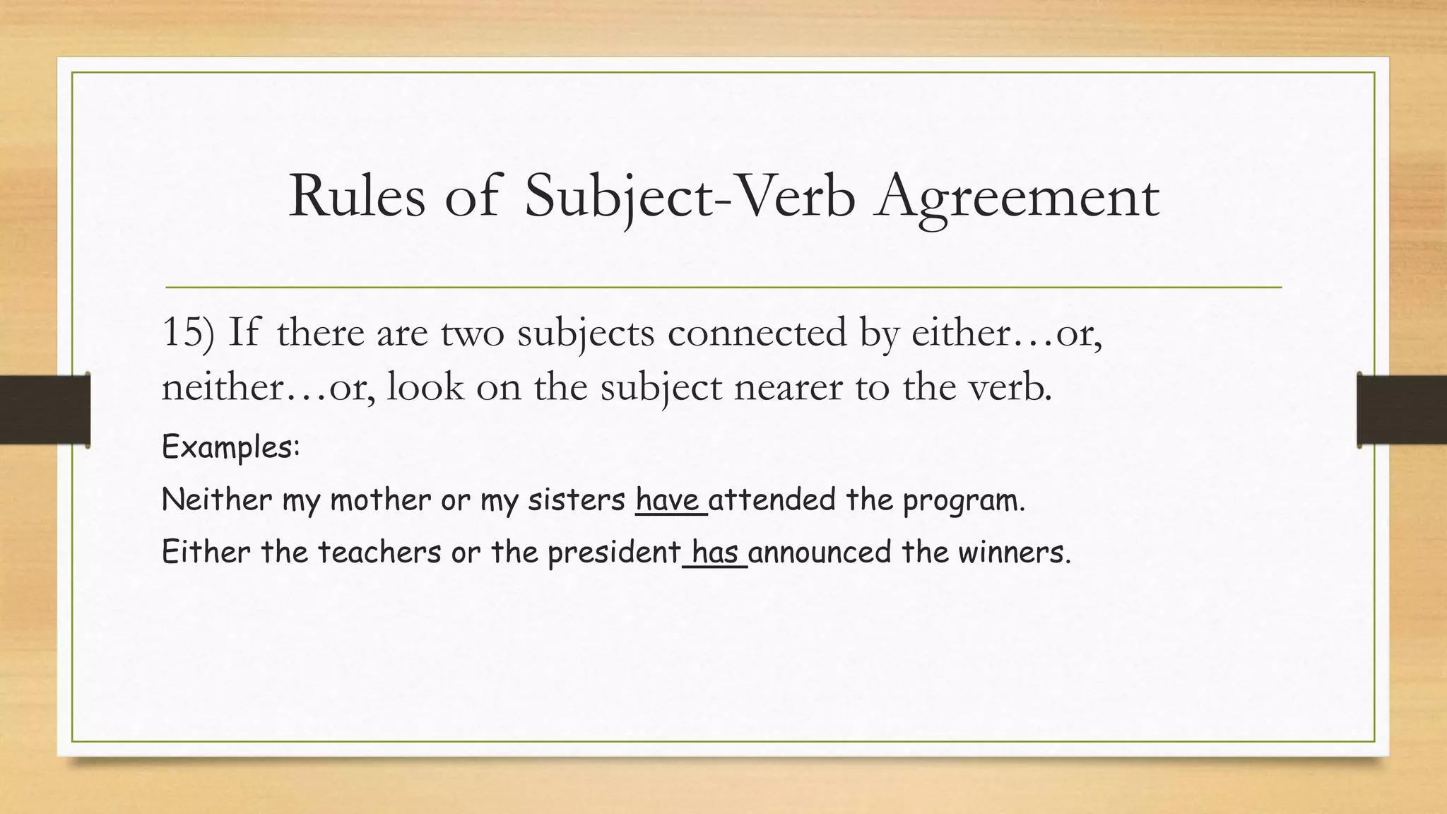 Subject-Verb Agreement Output (for easy grasps on writing simple ...
