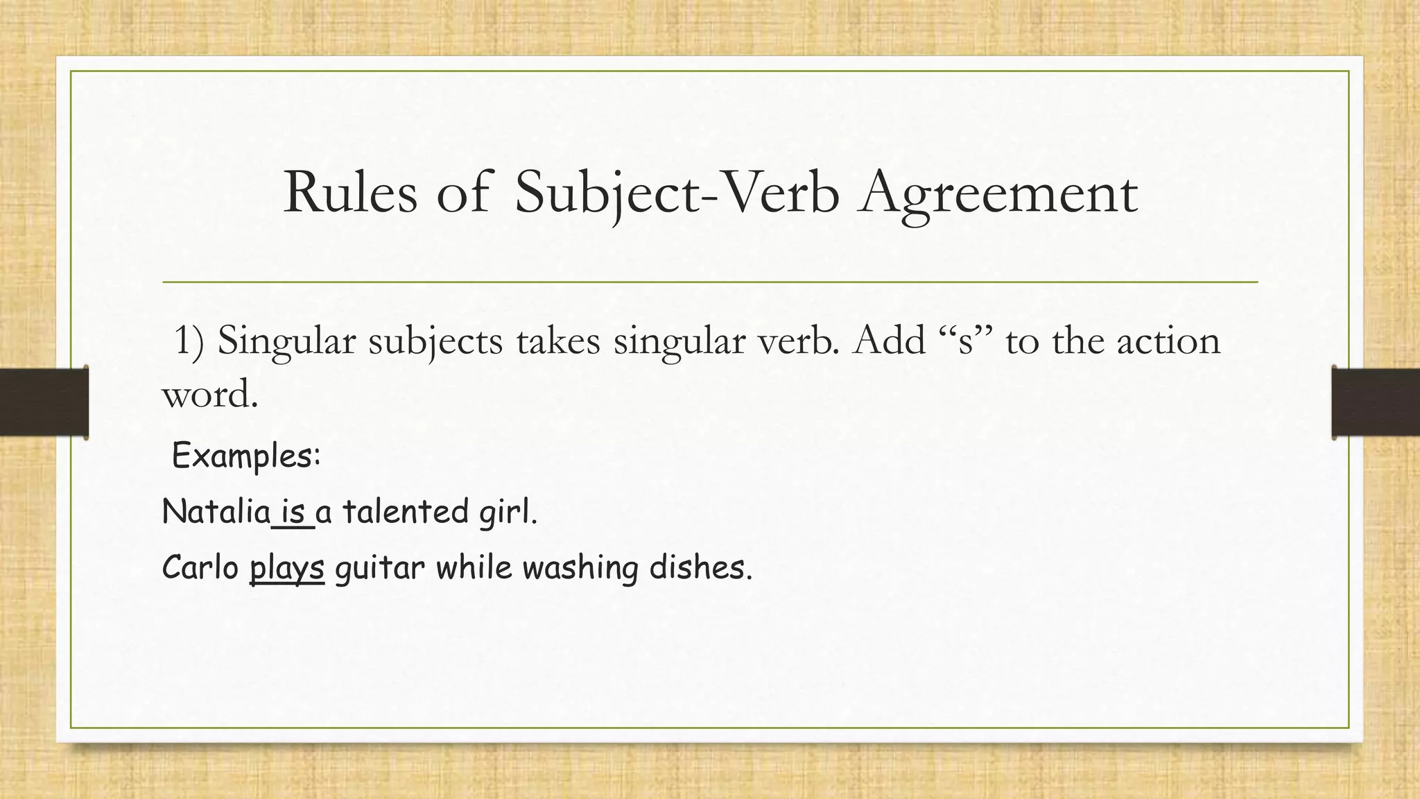 Subject-Verb Agreement Output (for easy grasps on writing simple ...