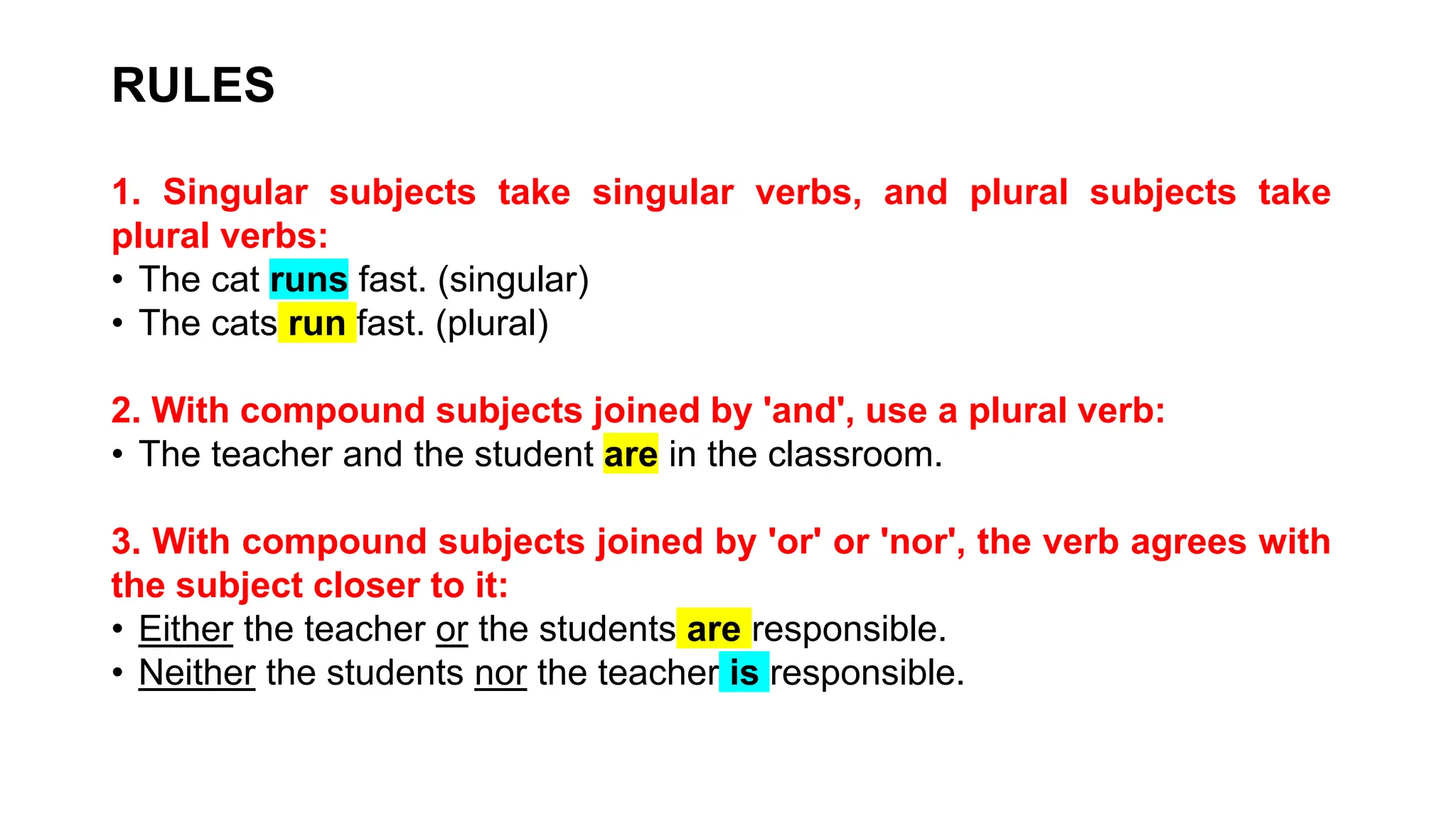 SEEMENTUBJECT –VERB- AGR RULES. Subject-verb agreement is a fundamental ...
