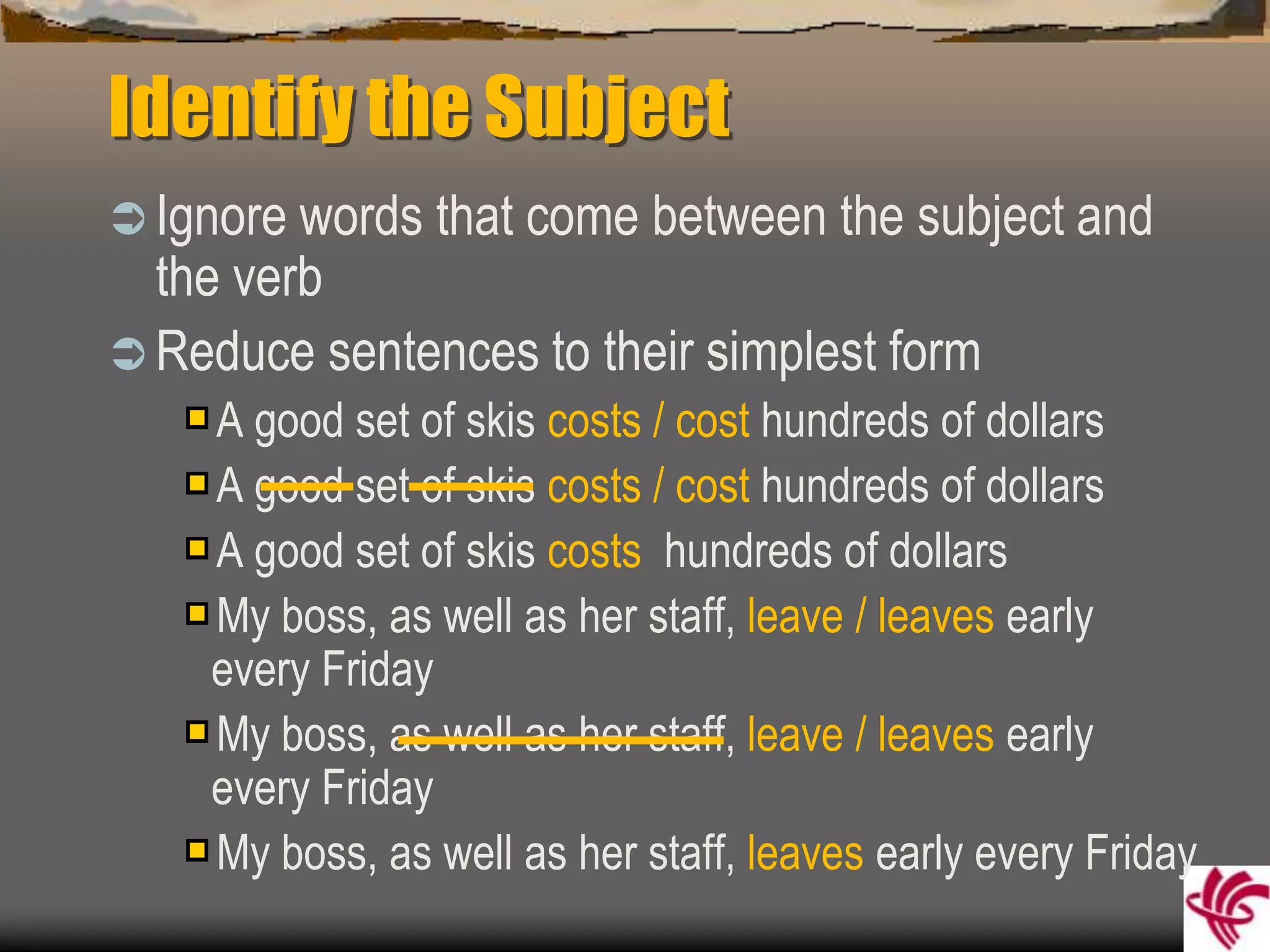 Subject verb agreement | PPT