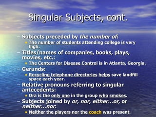 Subject verb agreement | PPT