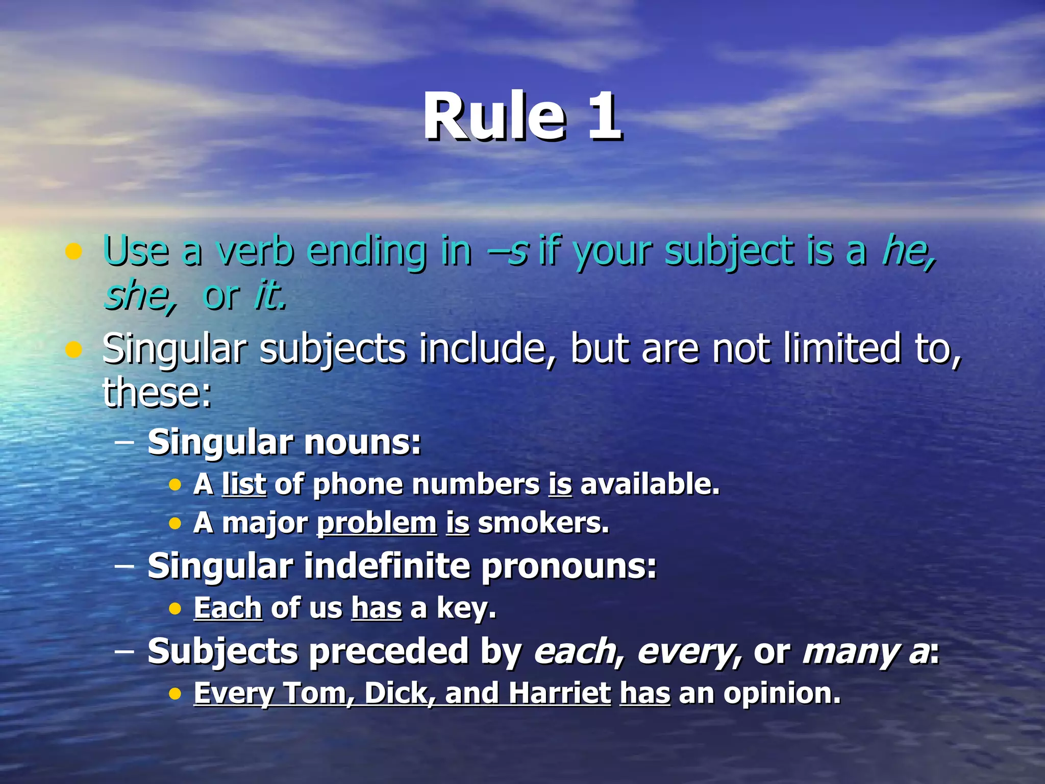 Subject verb agreement 2 | PPT