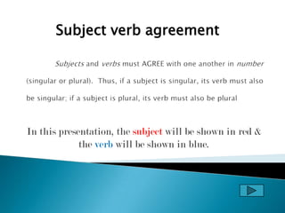 Subject & verb agreement | PPTX