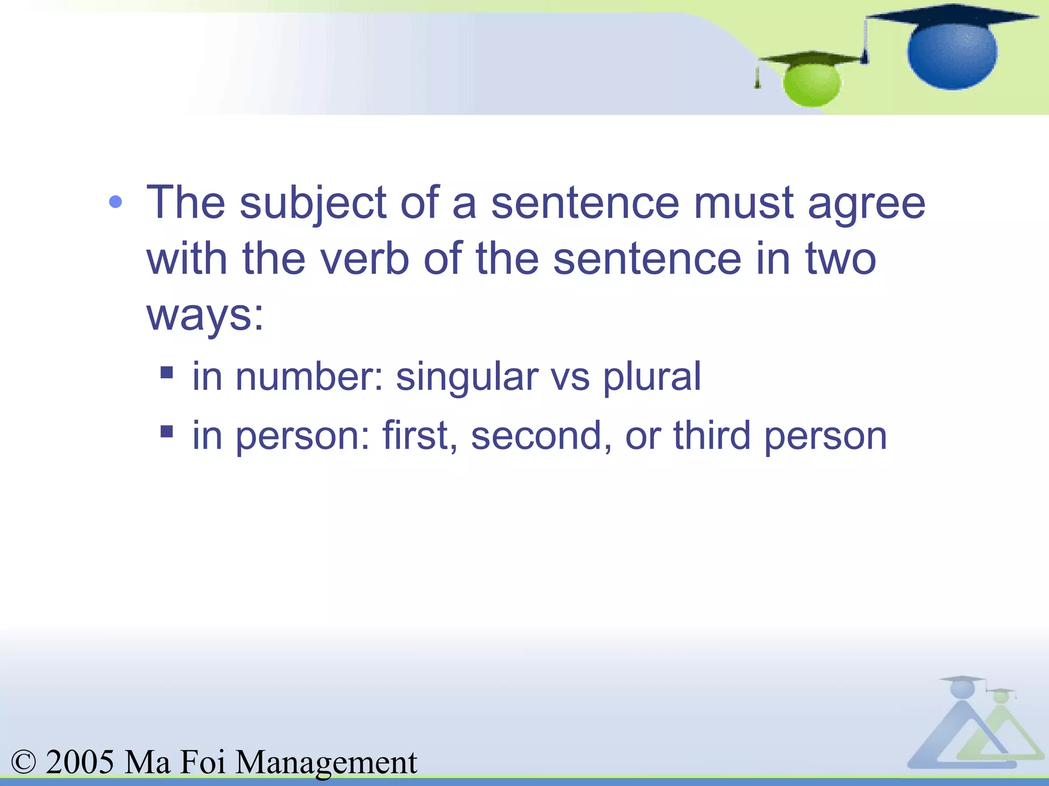 Basic Grammar Subject verb agreement | PPT