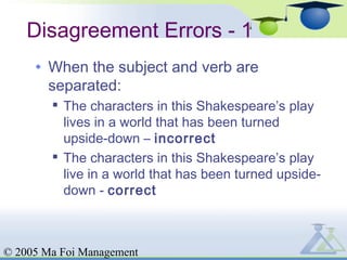 Basic Grammar Subject verb agreement | PPT
