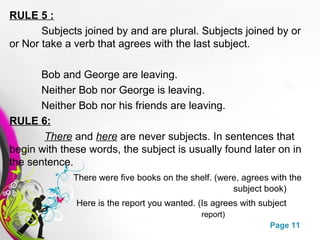 Subject verb agreement presentation | PPT
