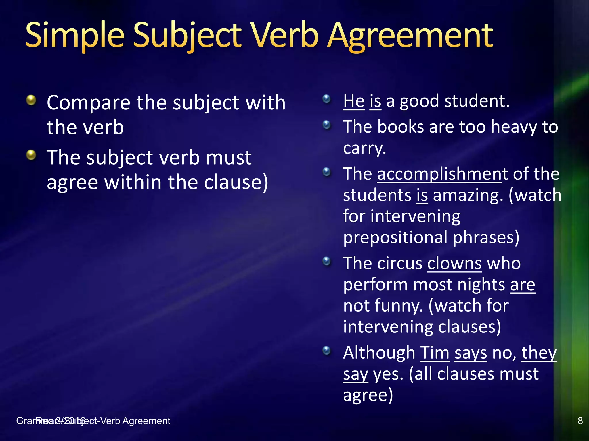 Subject verb agreement | PPSX