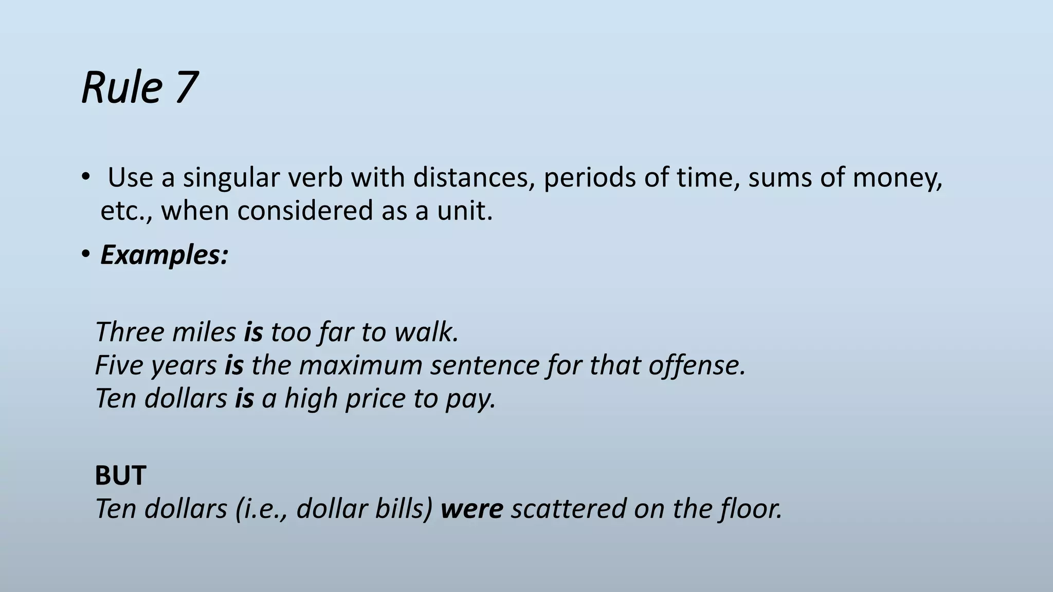 Subject verb agreement | PPTX