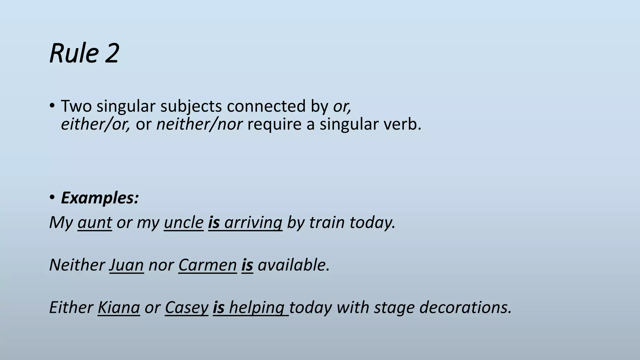 Subject verb agreement | PPTX
