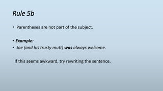 Subject verb agreement | PPTX