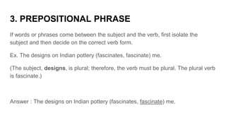 Subject verb agreement | PPTX | Homework and Study | Education