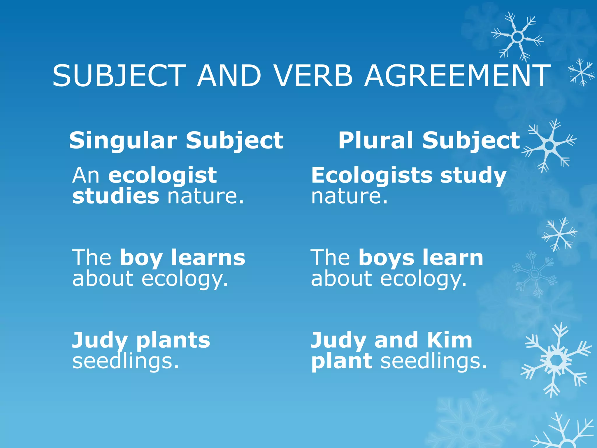 Subject verb agreement | PPTX | Gardening | Home & Garden