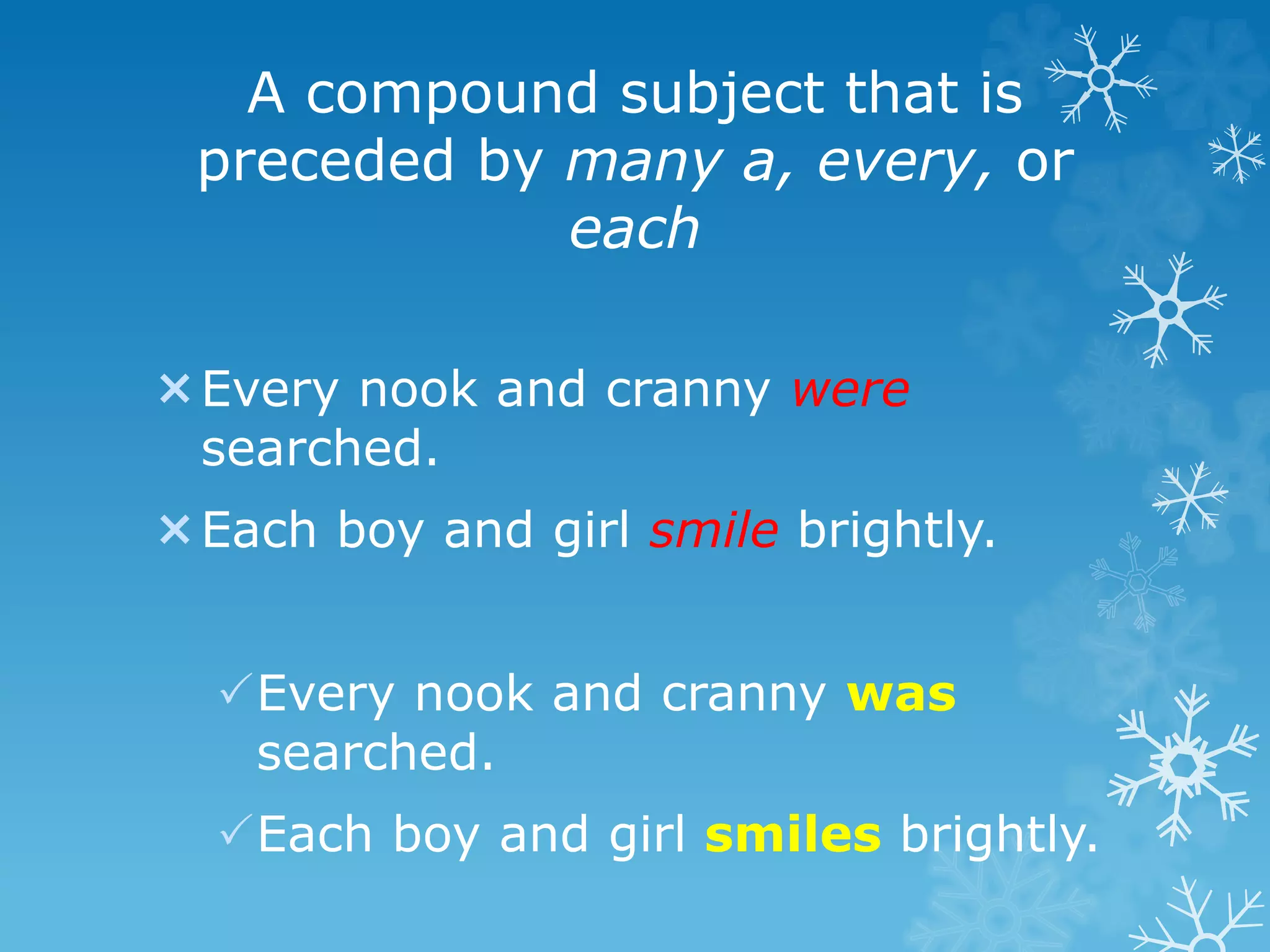 Subject verb agreement | PPTX