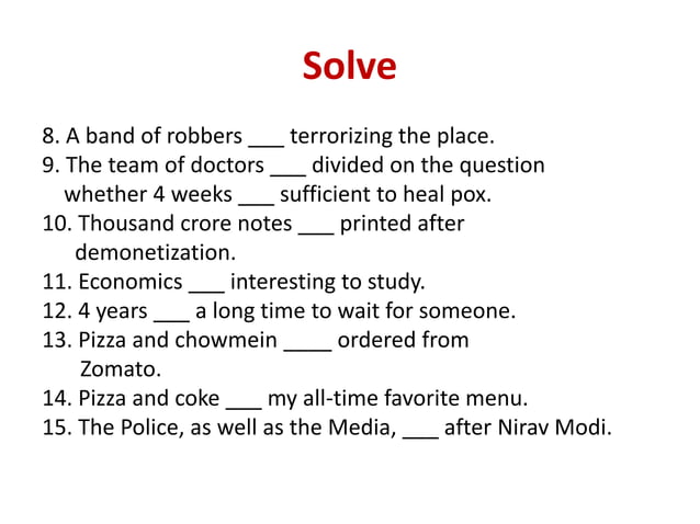 Subject verb agreement | PPTX | Programming Languages | Computing