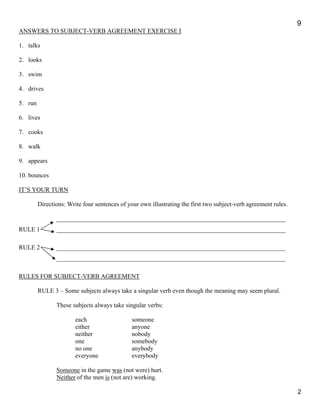 Subject Verb Agreement | PDF
