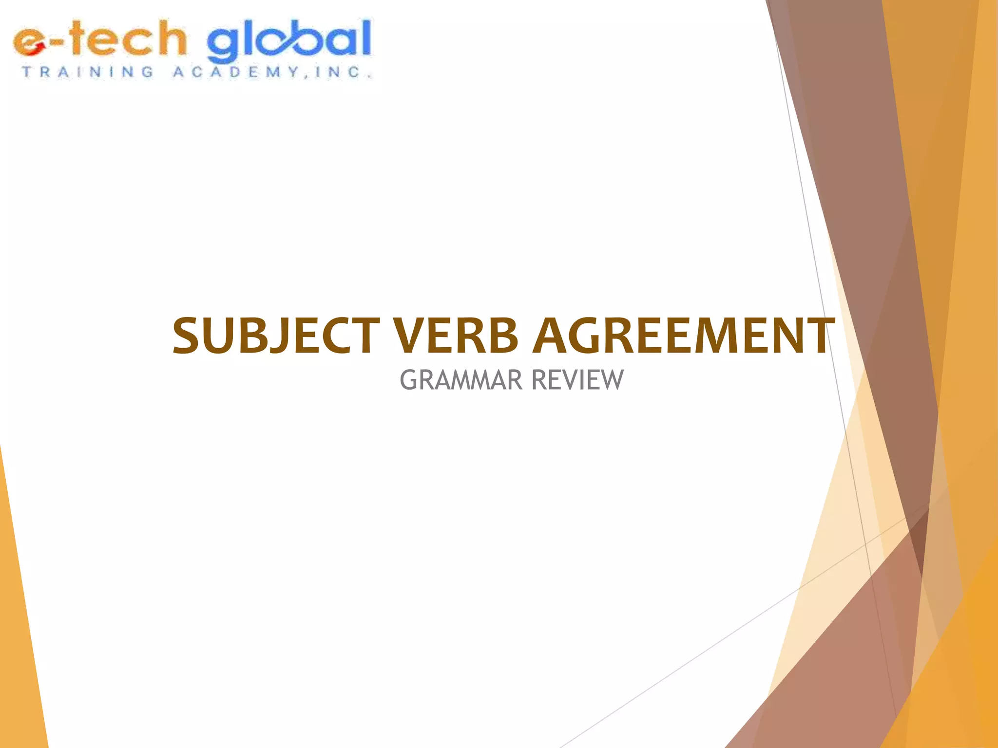 Subject Verb Agreement (SVA) | PPTX