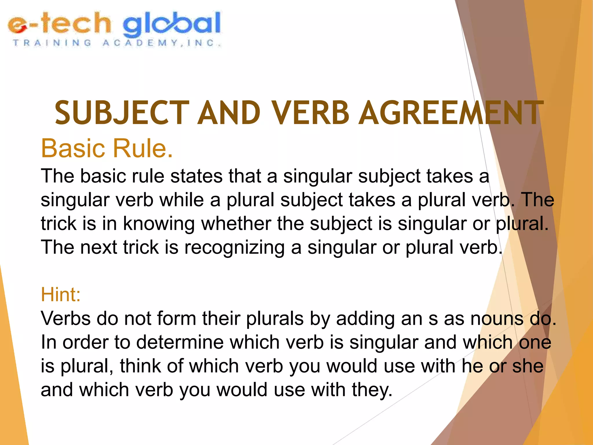 Subject Verb Agreement (SVA) | PPTX