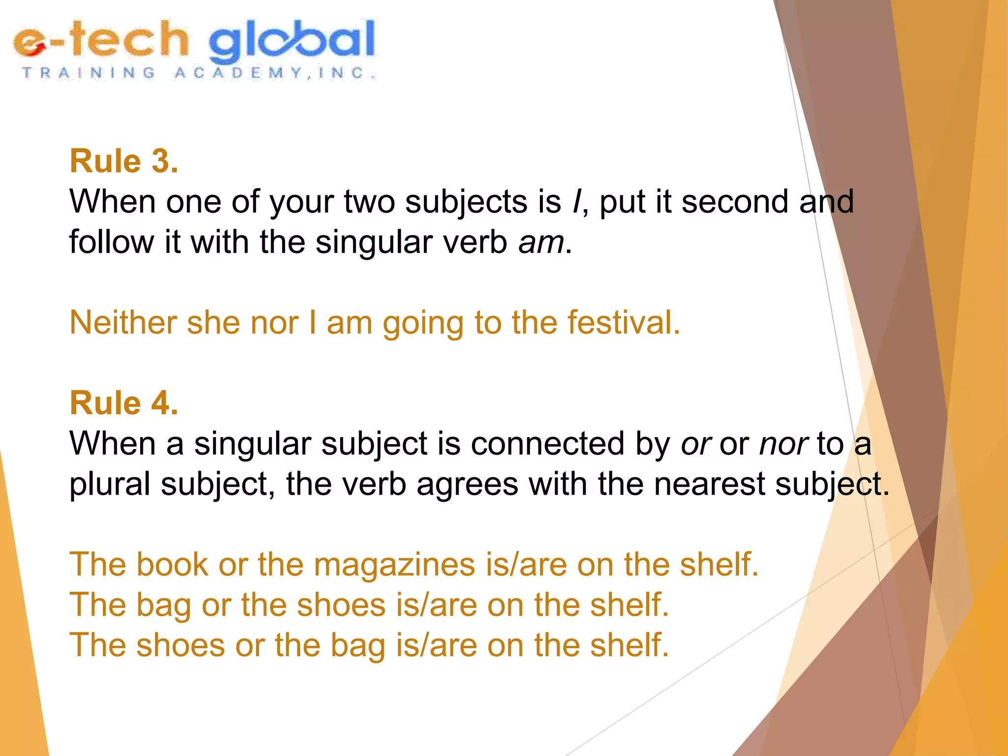 Subject Verb Agreement (SVA) | PPTX
