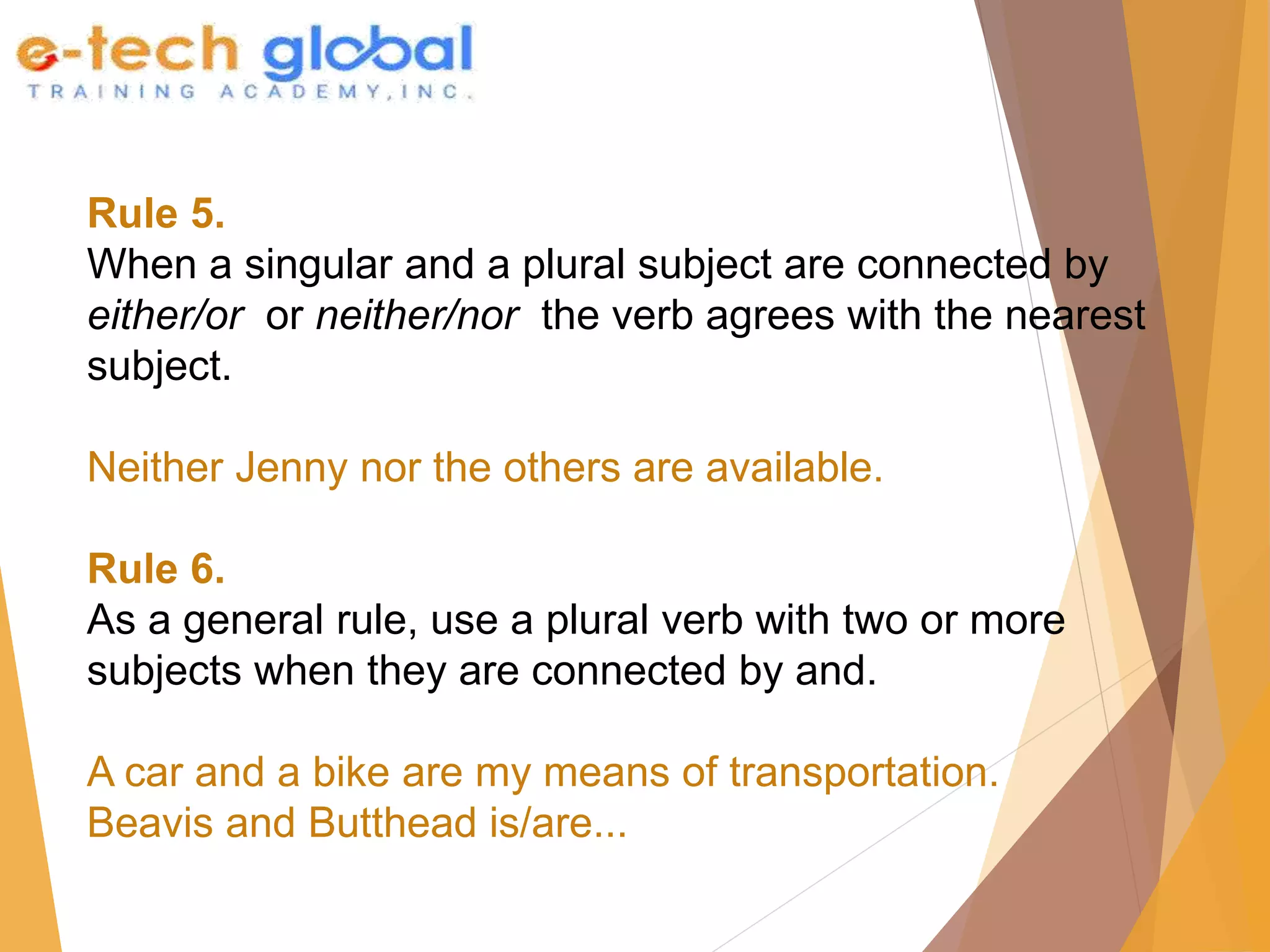 Subject Verb Agreement (SVA) | PPTX