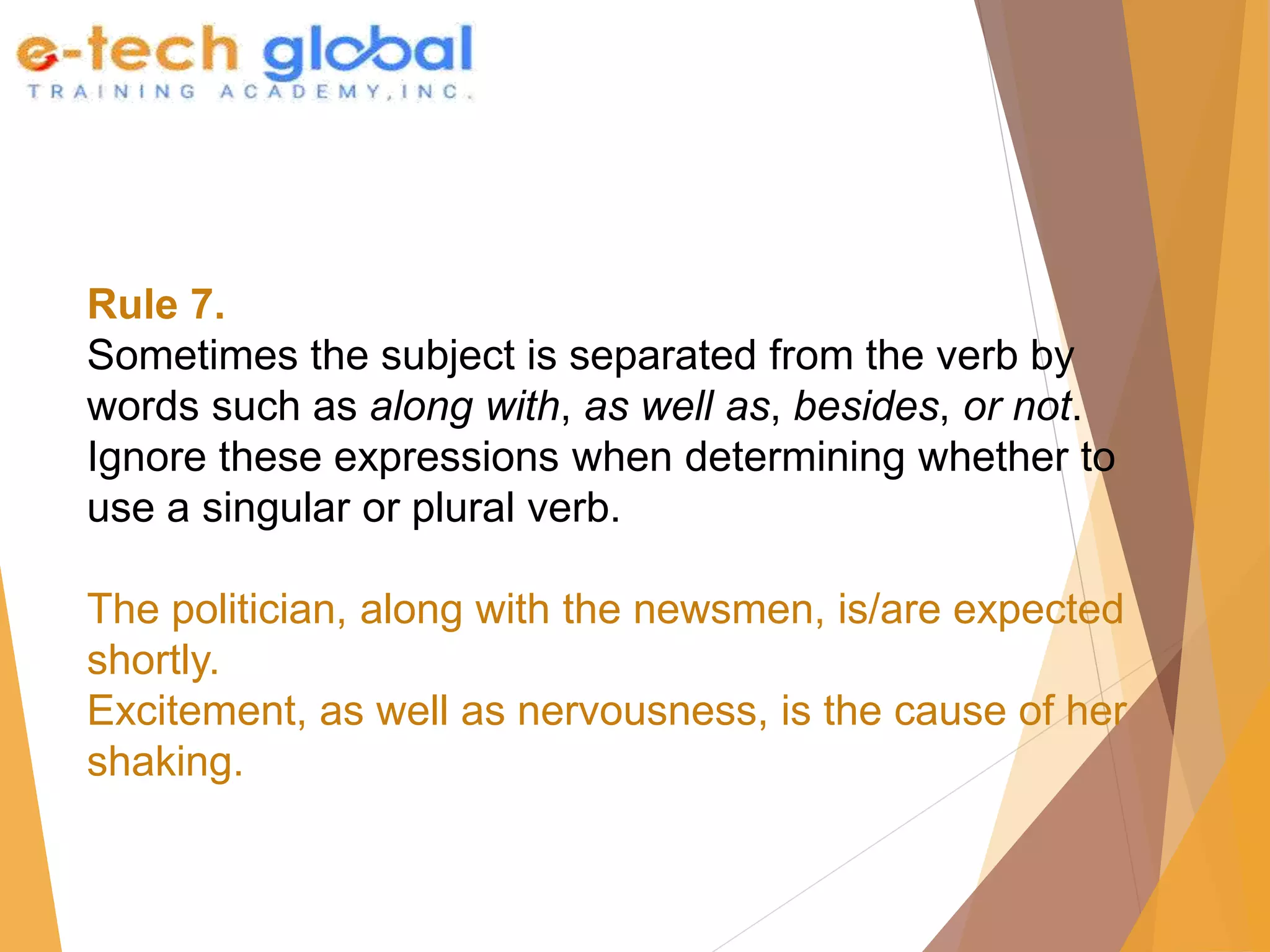 Subject Verb Agreement (SVA) | PPTX