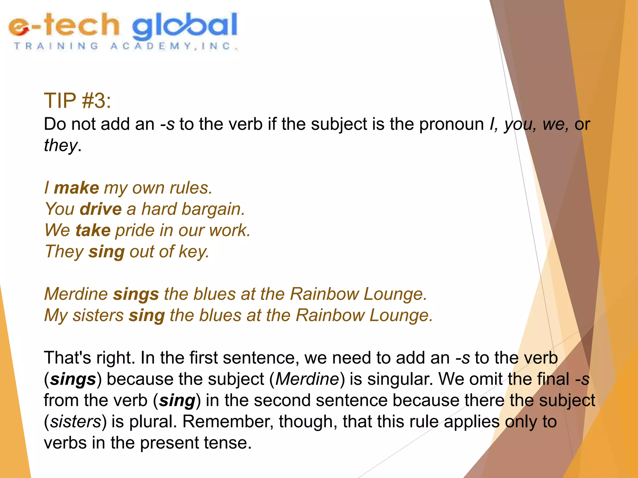 Subject Verb Agreement (SVA) | PPTX