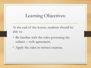 Subject_Verb Agreement.pptx | Food & Drink