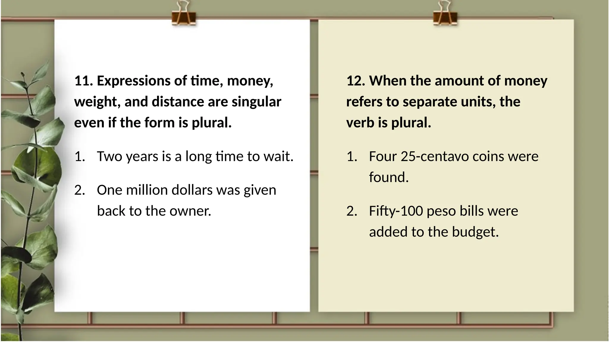 SUBJECT-VERB AGREEMENTS singular, plural | PPTX