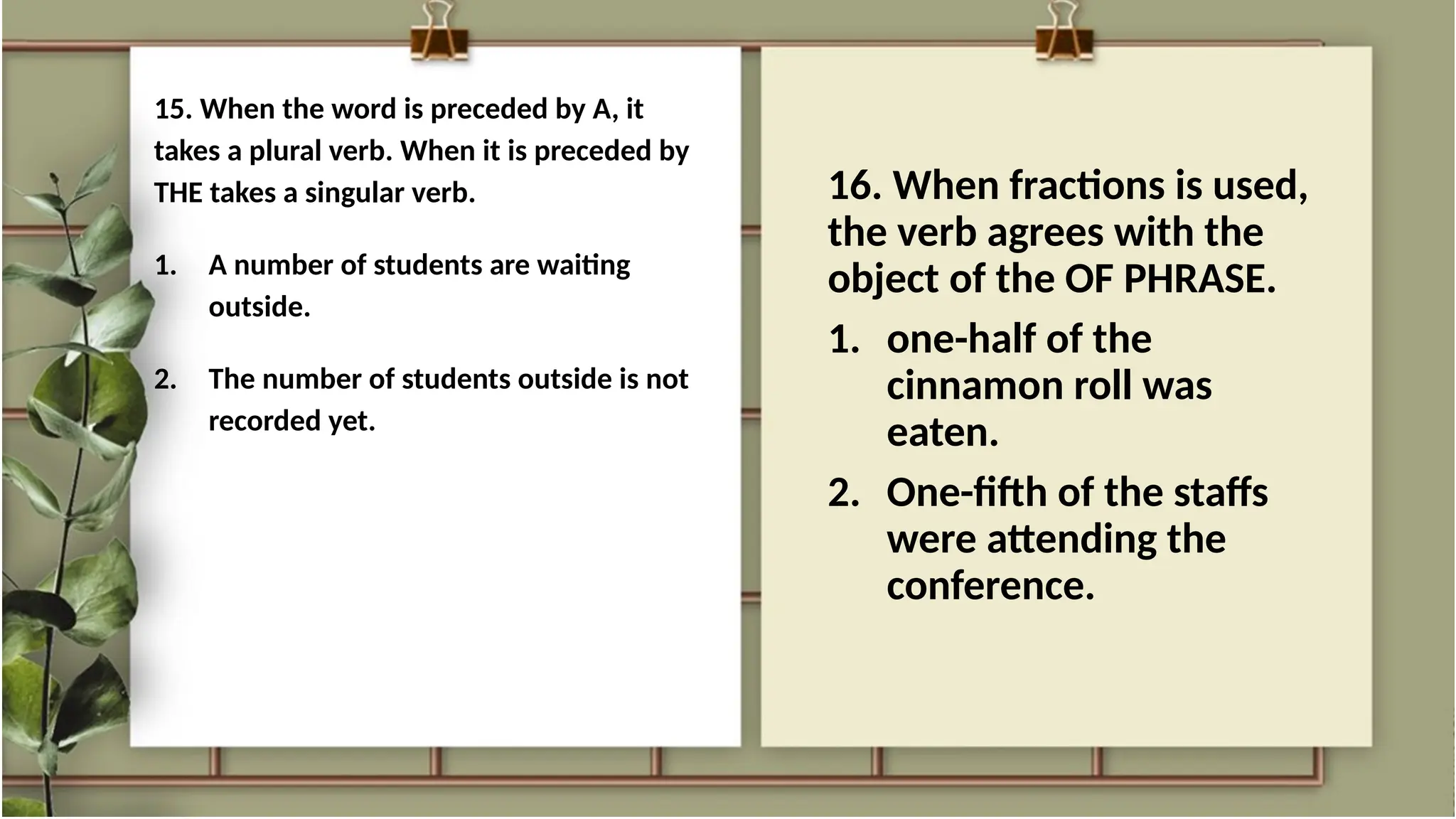 SUBJECT-VERB AGREEMENTS singular, plural | PPTX