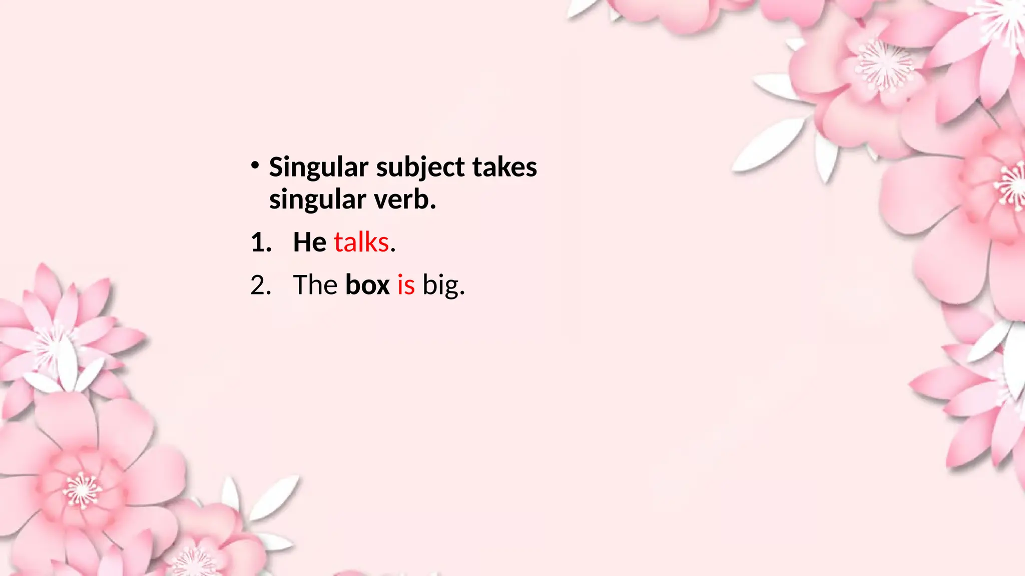 SUBJECT-VERB AGREEMENTS singular, plural | PPTX