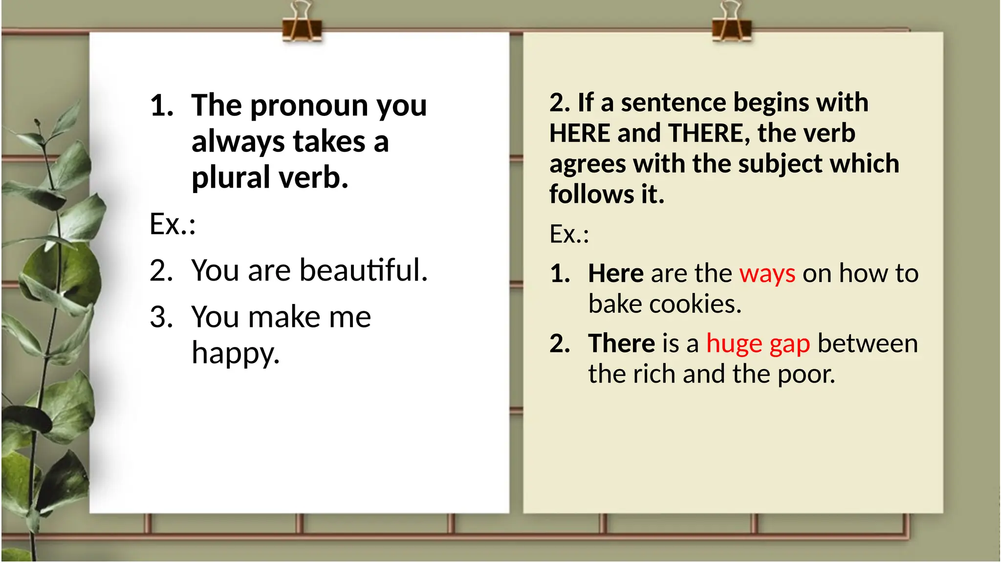 SUBJECT-VERB AGREEMENTS singular, plural | PPTX