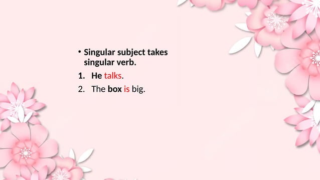 SUBJECT-VERB AGREEMENTS singular, plural | PPTX