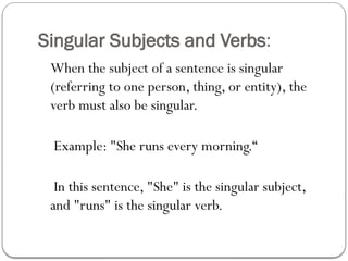 Subject verb agreement powerpoint presentation | PPT