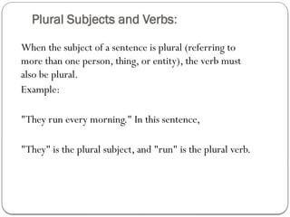 Subject verb agreement powerpoint presentation | PPT