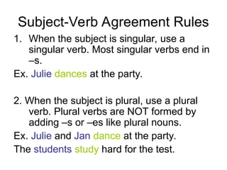 Grammar - Subject verb Agreement. Lesson | PPT