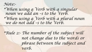Subject verb agreement.pptx with all rules | PPTX