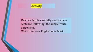 sub verb agreement objectives rules and eg | PPTX
