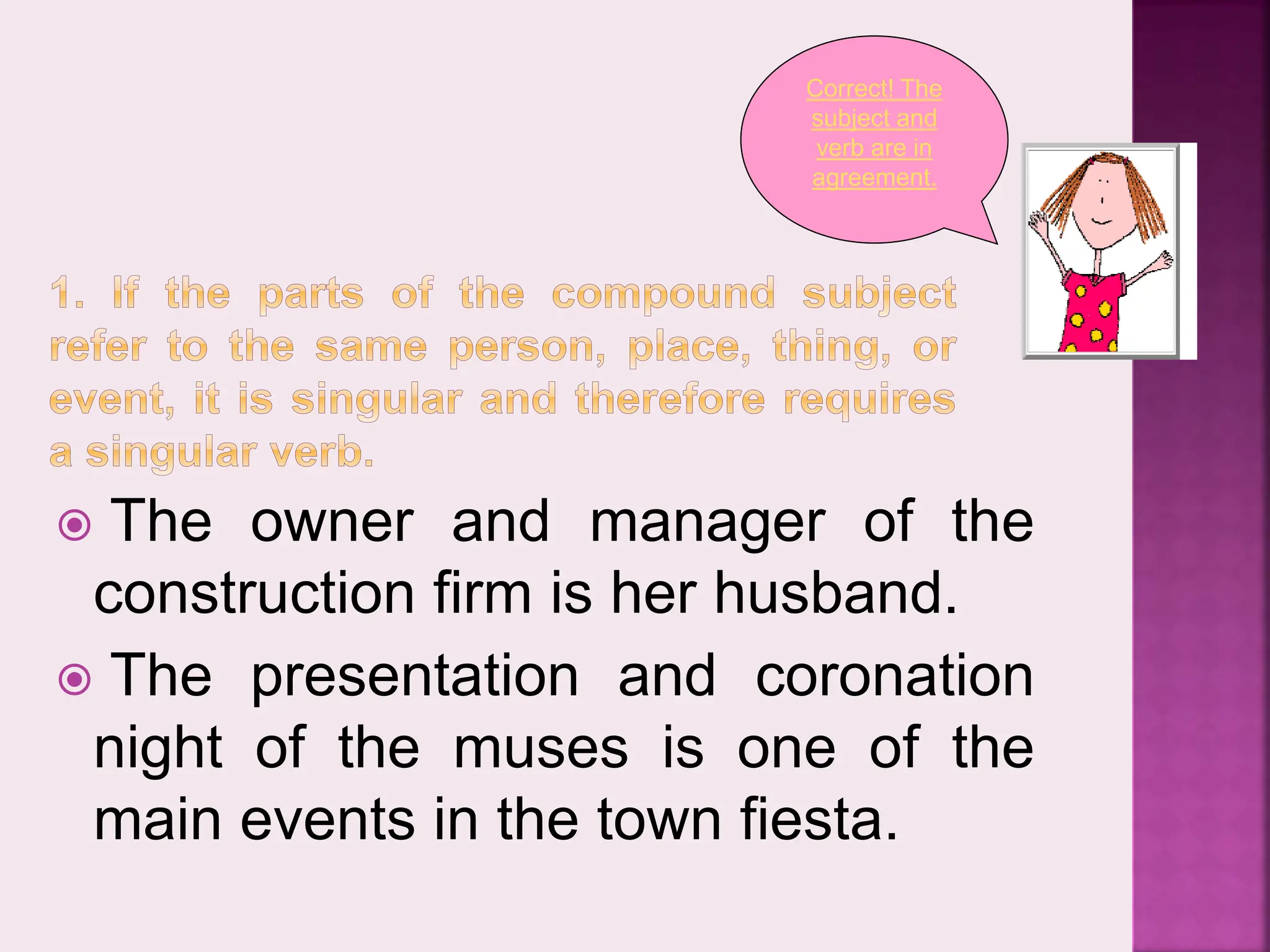 SUBJECT VERB AGREEMENT REVIEW RULES AND EXERCISES | PPTX