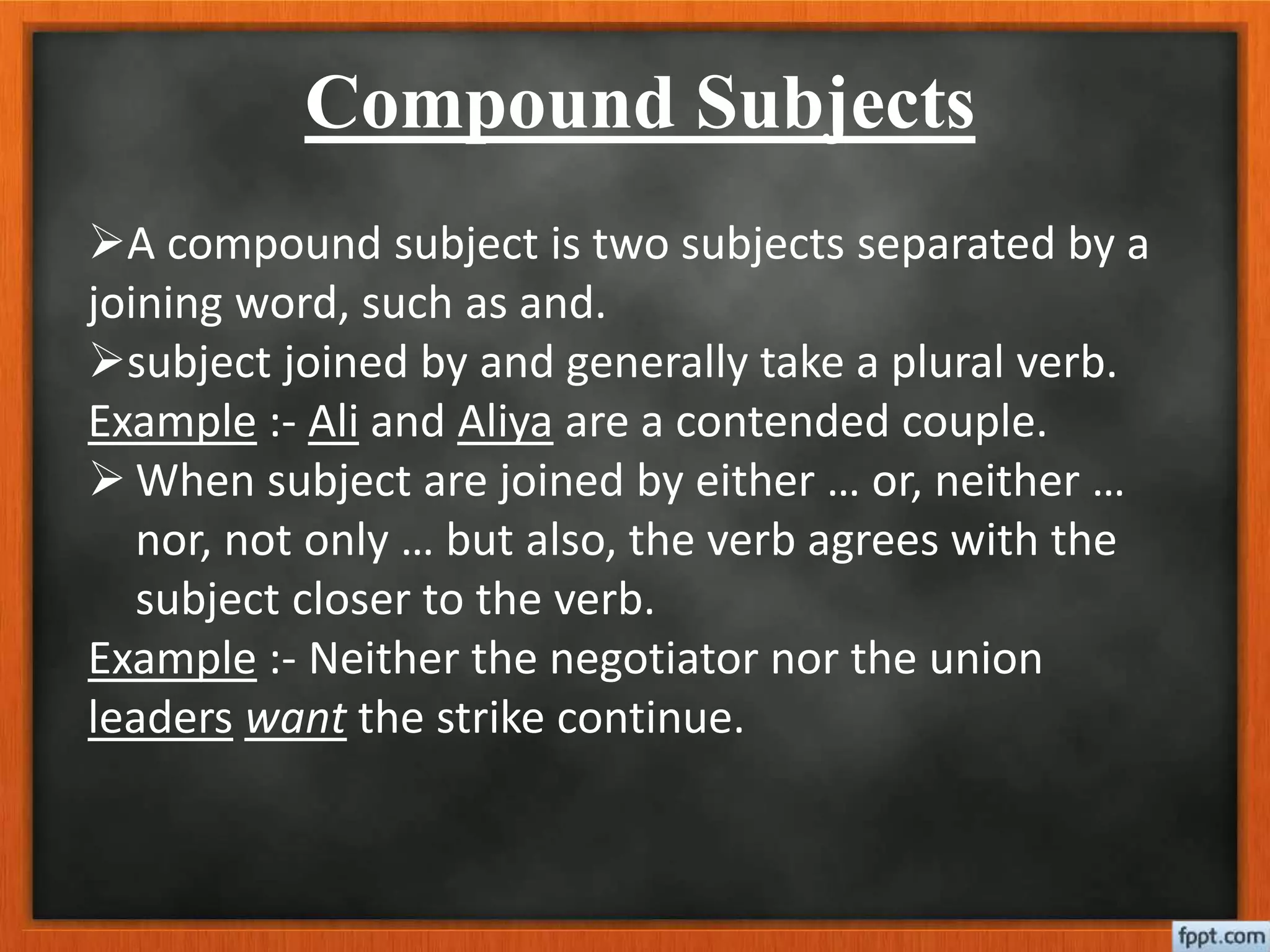 Subject verb agreement english presentation | PPTX