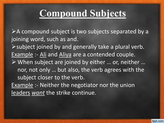 Subject verb agreement english presentation | PPTX