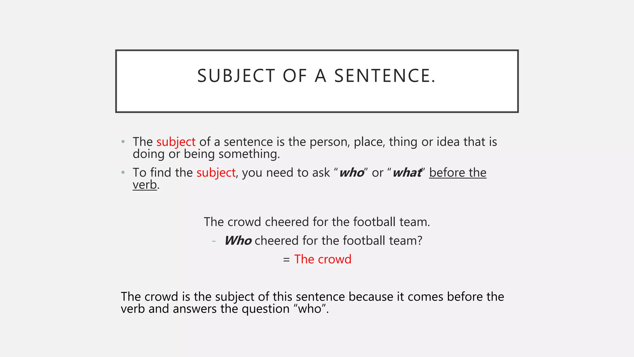 Subject, verb and object | PPTX