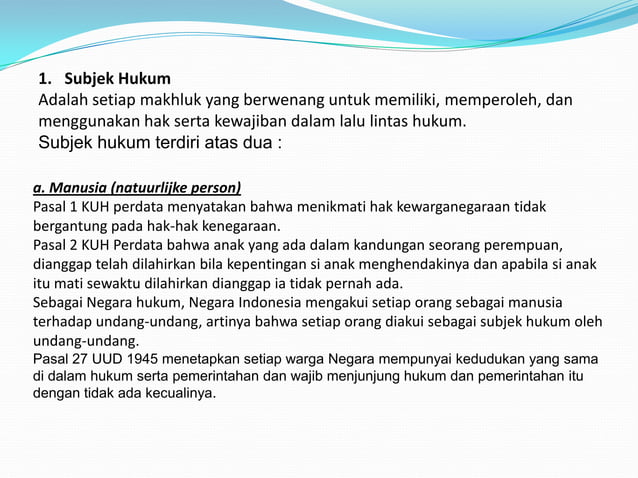 Subjek dan objek hukum | PPTX